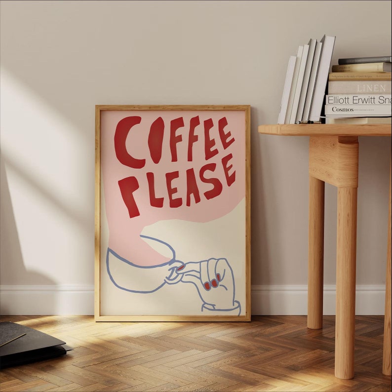 Coffee Poster - Food Art Print Kitchen Poster Retro Caffe Poster Modern ...