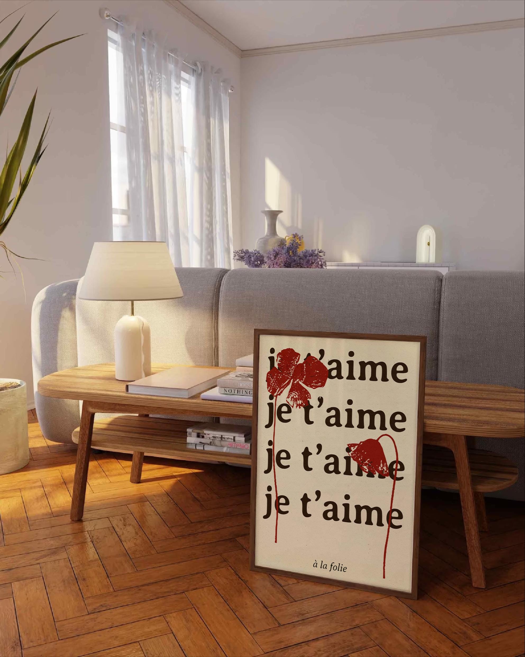 Love Poster I Love You Print, French Vintage Art Retro, Red Wall Art ...