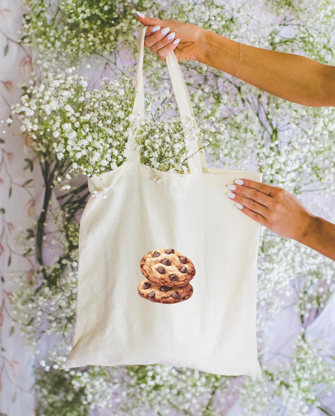 Chocolate Chip Cookies Tote Bag, Cute Foodie Canvas Bag, Cookie Lover ...
