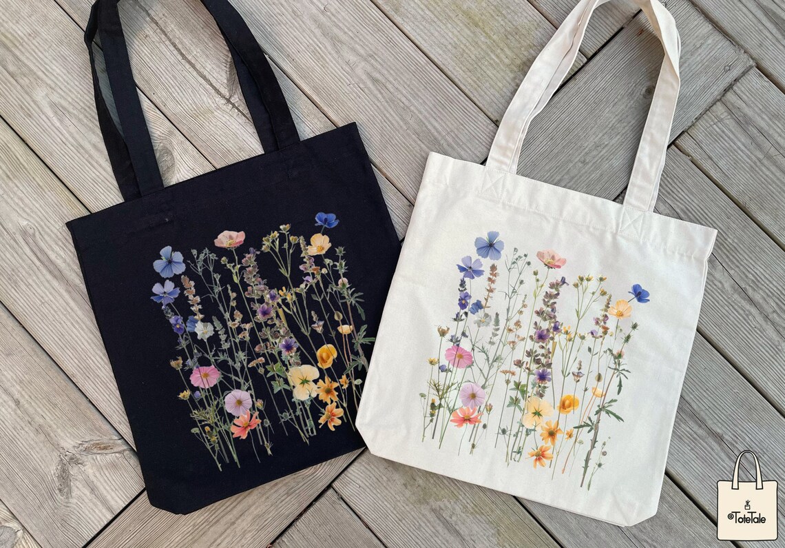 Wildflower Tote Bag, Cute Tote Bag, Flower Bag, Eco-friendly Shopping ...