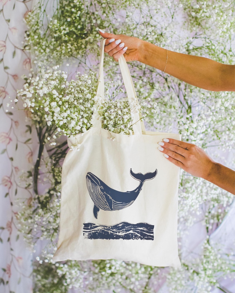 Retro Whale Tote Bag, Vintage Ocean Lover Gift, Eco Friendly Bag, Bag ...