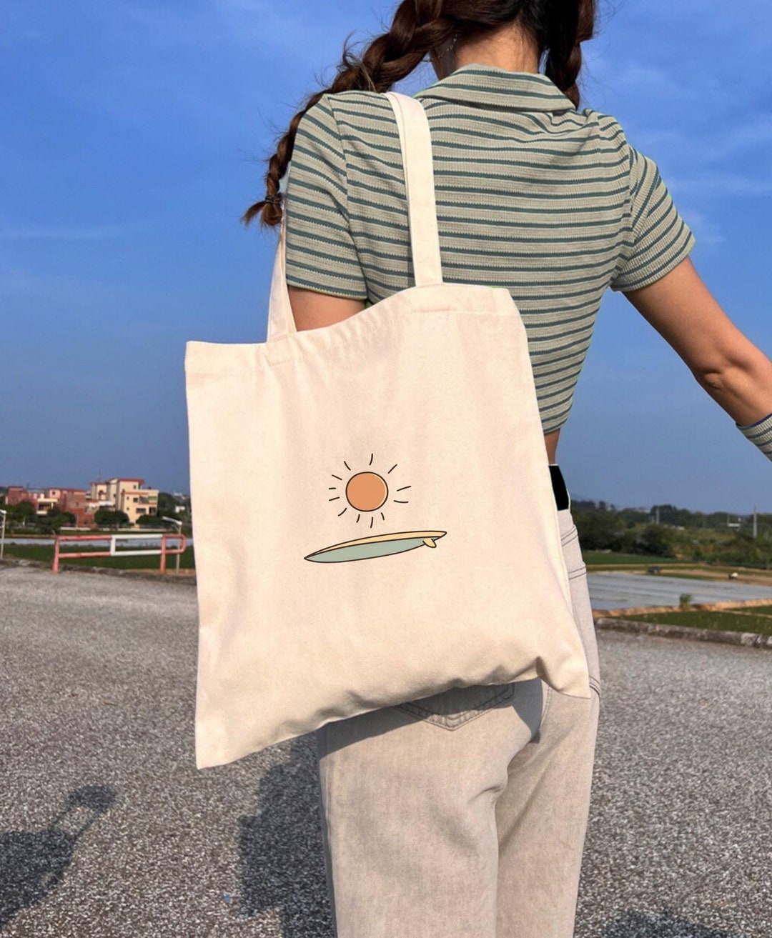 Surfboard Tote Bag, Beach Lover Gift, Surfing Tote, Ocean Waves Bag ...
