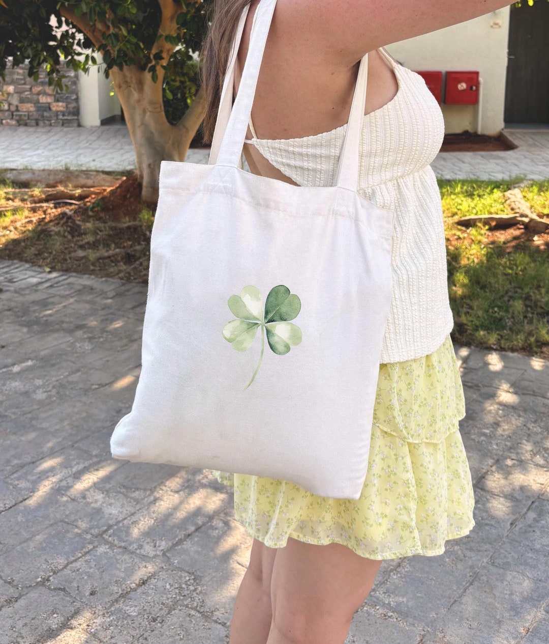 Four Leaf Clover Tote Bag, Lucky Clover Tote, Eco Friendly Bag, Clover ...