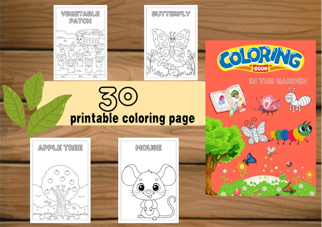 In the Garden Coloring Book for Kids, Printable Coloring Pages, Easy ...