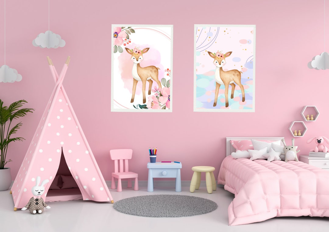 Printable Posters for Kids Room Set of 2, Wall Pictures for Girls ...
