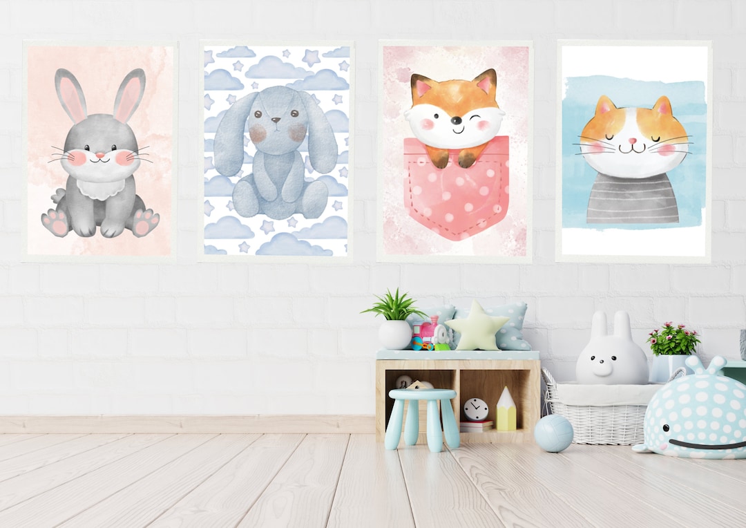 Printable Posters for Kids Room Set of 4, Wall Pictures for Boy and ...