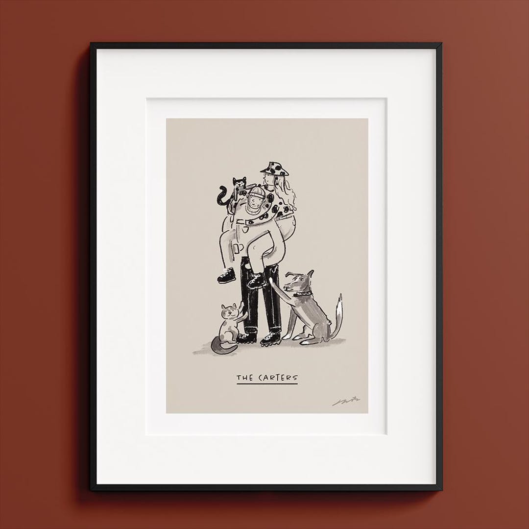 Hand-drawn Custom Family Line Portraits, Quirky Gift, Drawn From ...