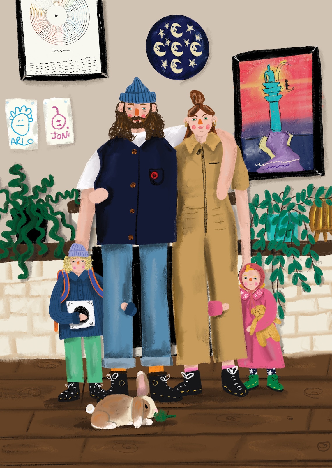 Custom Family Portrait, Quirky Gift, Drawn From Multiple Photos, Fun ...