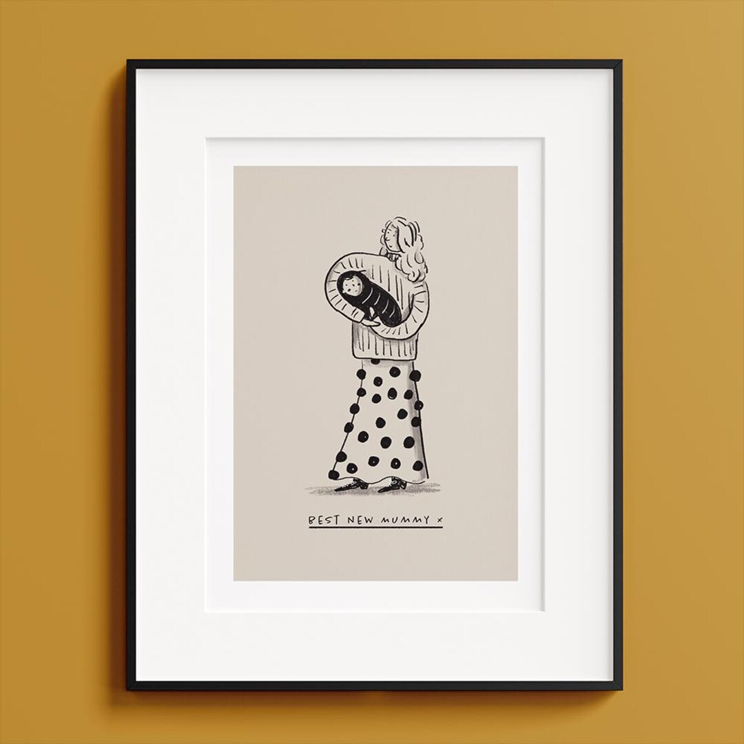 Custom New Mum Art Print – Contemporary Mother and Baby Illustration - Etsy