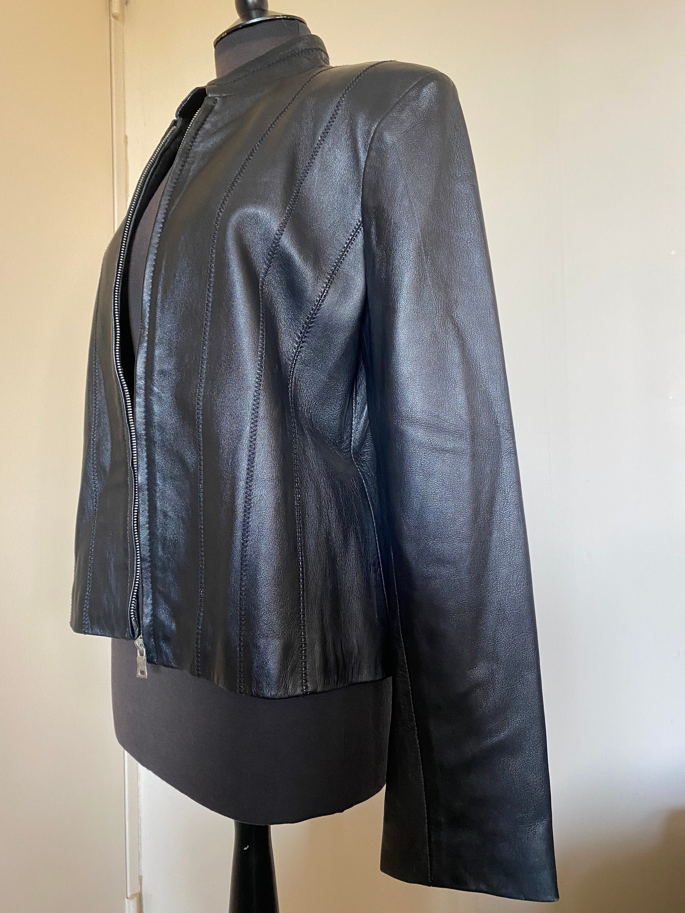 Classic 2000's Black Leather Jacket - Etsy