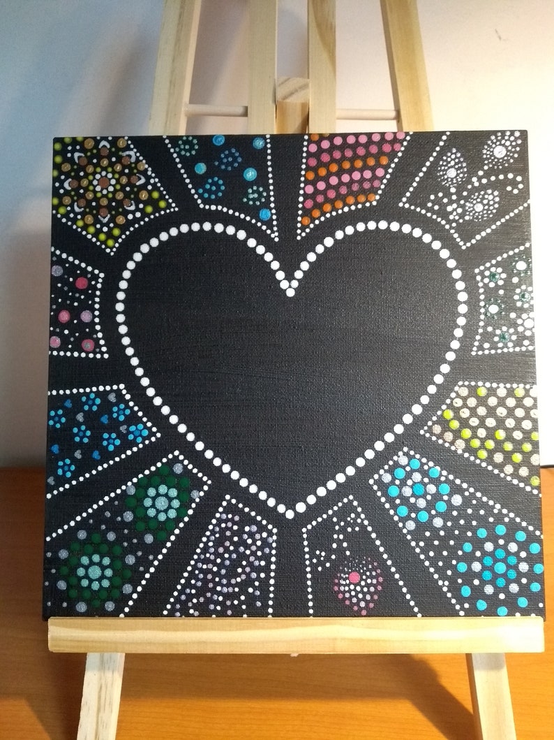 Heart Painting Dot Painting Pointillism Wall Art - Etsy UK