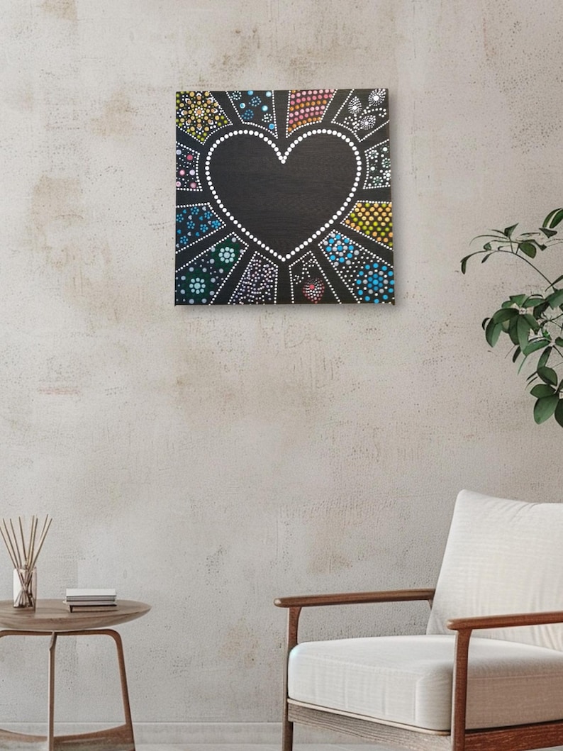 Heart Painting Dot Painting Pointillism Wall Art - Etsy UK