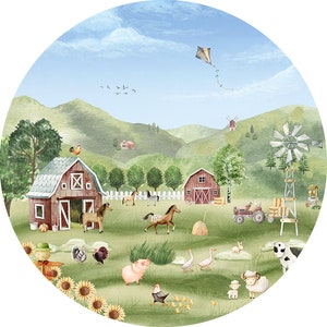 Wall Circle, Wall Sticker, Wallpaper Circle - Farm Joy – Nursery, Kids ...