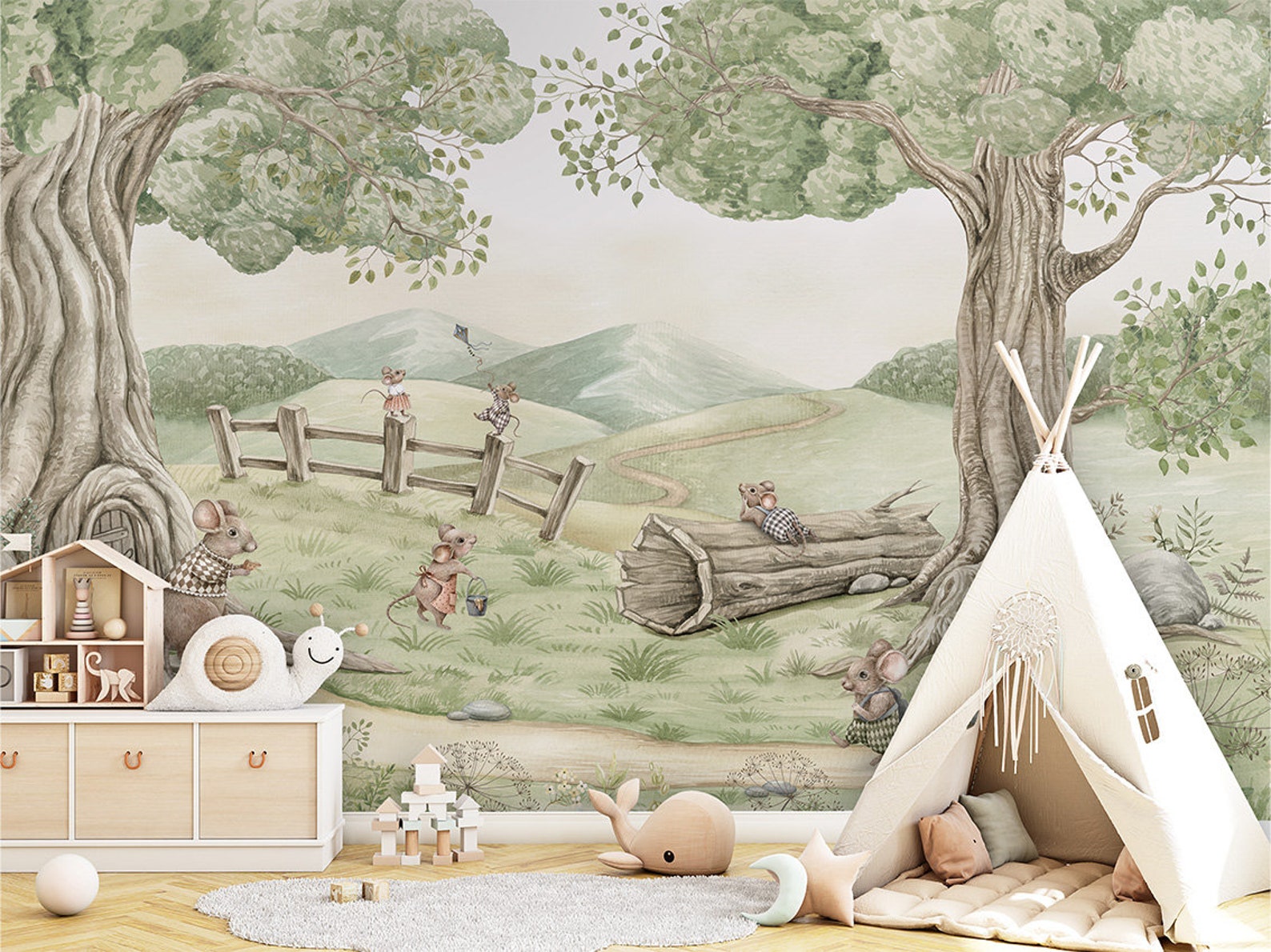 Wallpaper Mural - Mouse Family – Kids Room, Nature, Forest, Fairy Tale ...