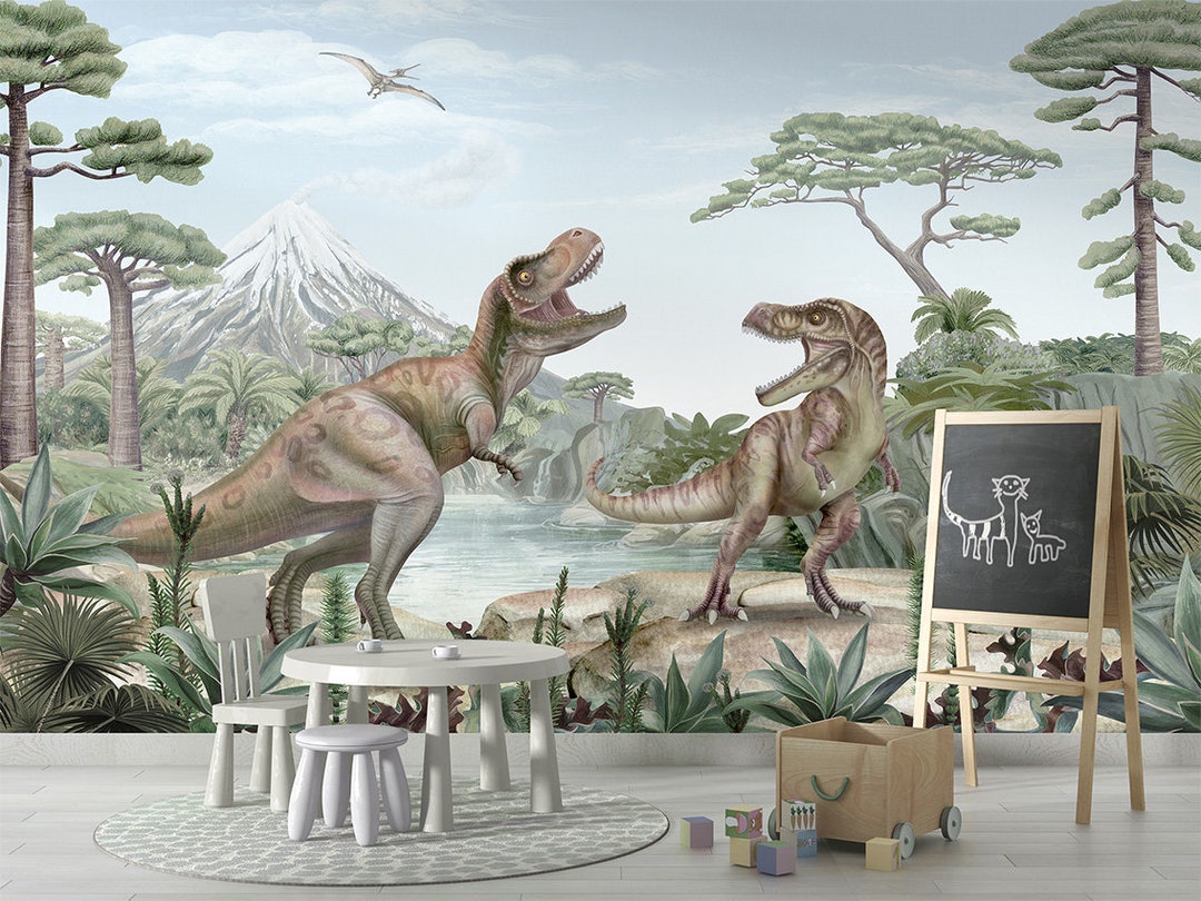 Wallpaper Mural - Terrific T-rex – Kids Room, Dinosaur, T-rex, Jungle ...