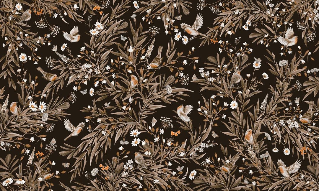 Robin Forest Wallpaper Mural – Vintage Kids Room Decor - Etsy UK
