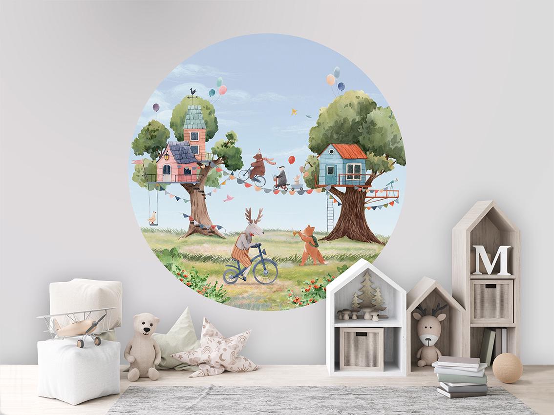 Treehouse Party - Kids Wall Circle - Peel and Stick Decal, Nursery ...