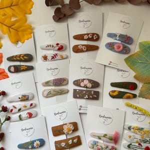 Hand Embroidered Hair Clips, Floral Embroidered Hair Clips, Summer ...