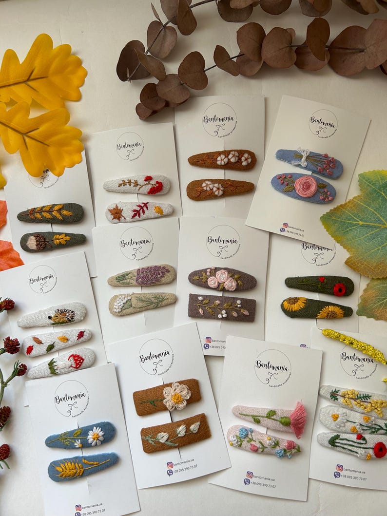 Embroidered Hair Clip, Floral Embroidered Hair Clips, Summer ...