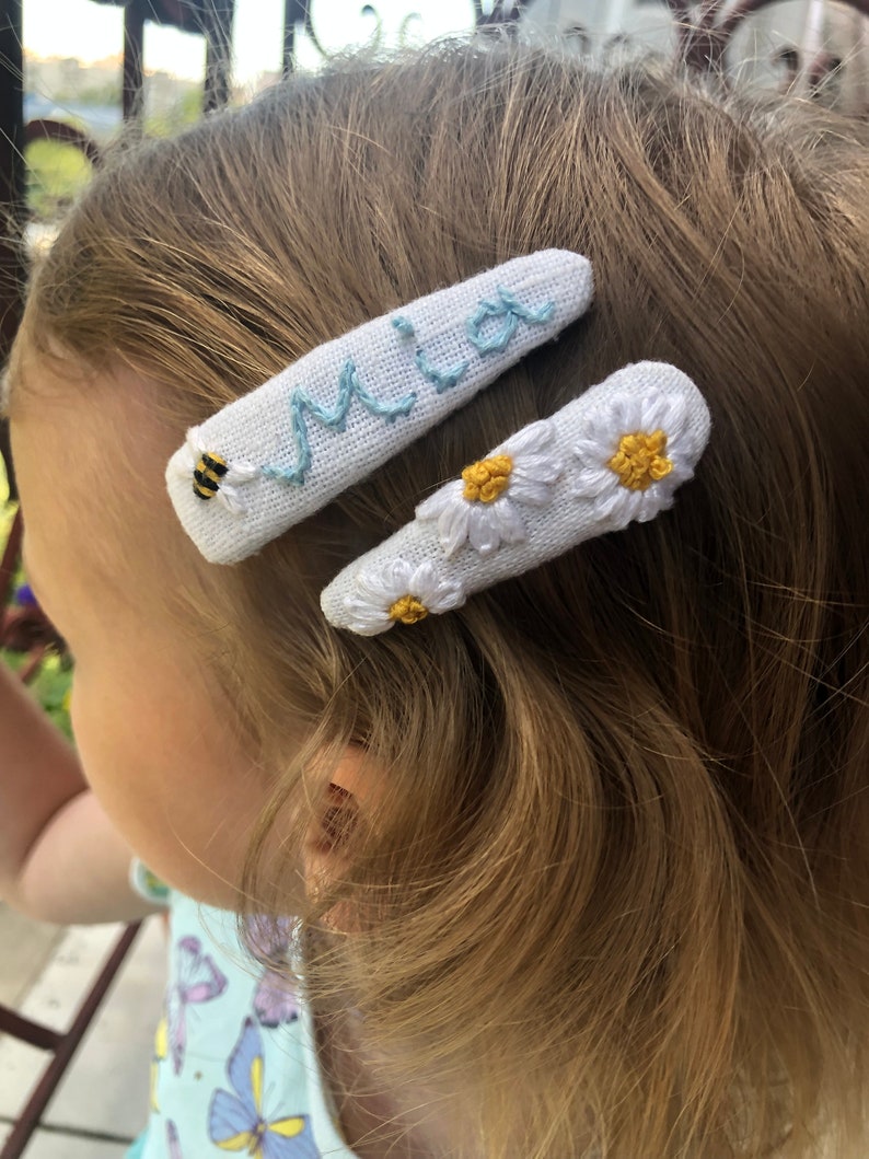 Embroidered Hair Clip, Floral Embroidered Hair Clips, Summer ...