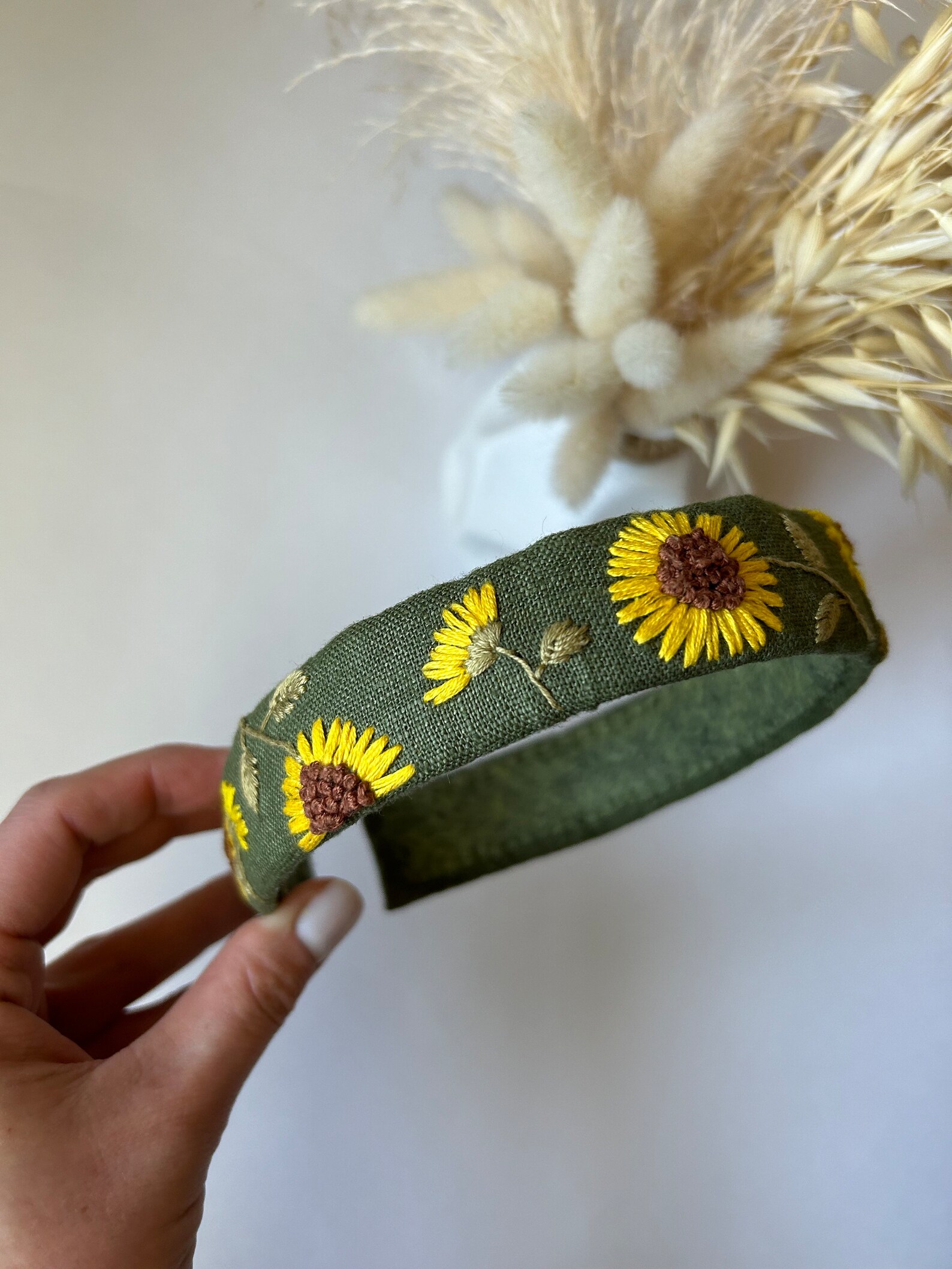 Floral Embroidered Headband-flower Headband-linen Turban-spring Summer ...
