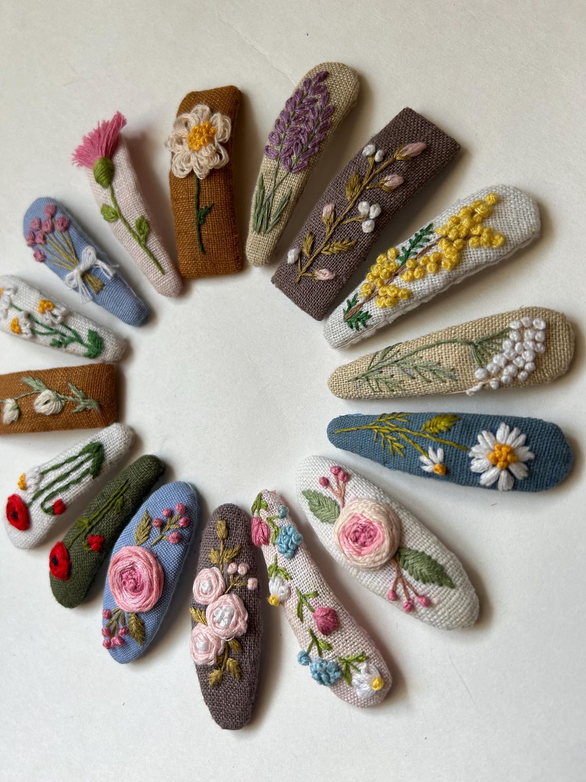 Embroidered Hair Clip, Floral Embroidered Hair Clips, Summer ...