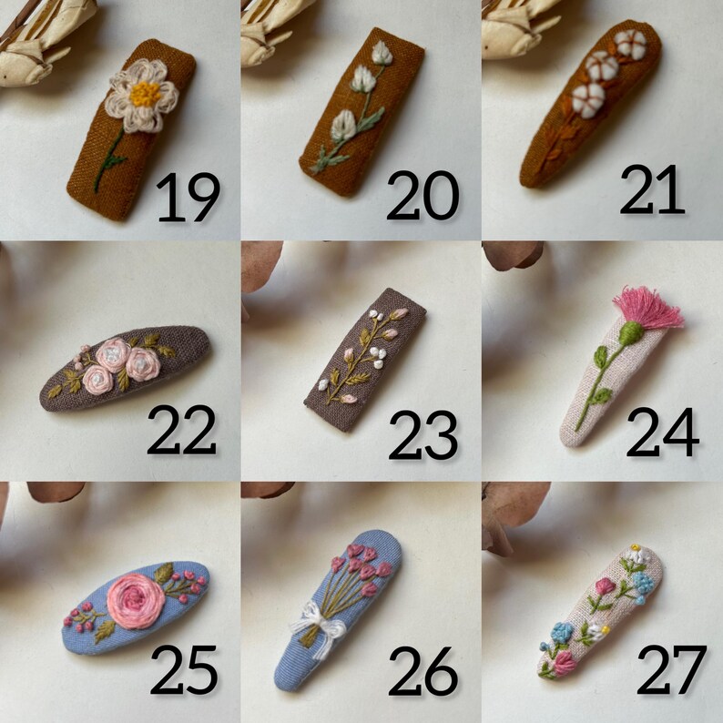 Embroidered Hair Clip, Floral Embroidered Hair Clips, Summer ...