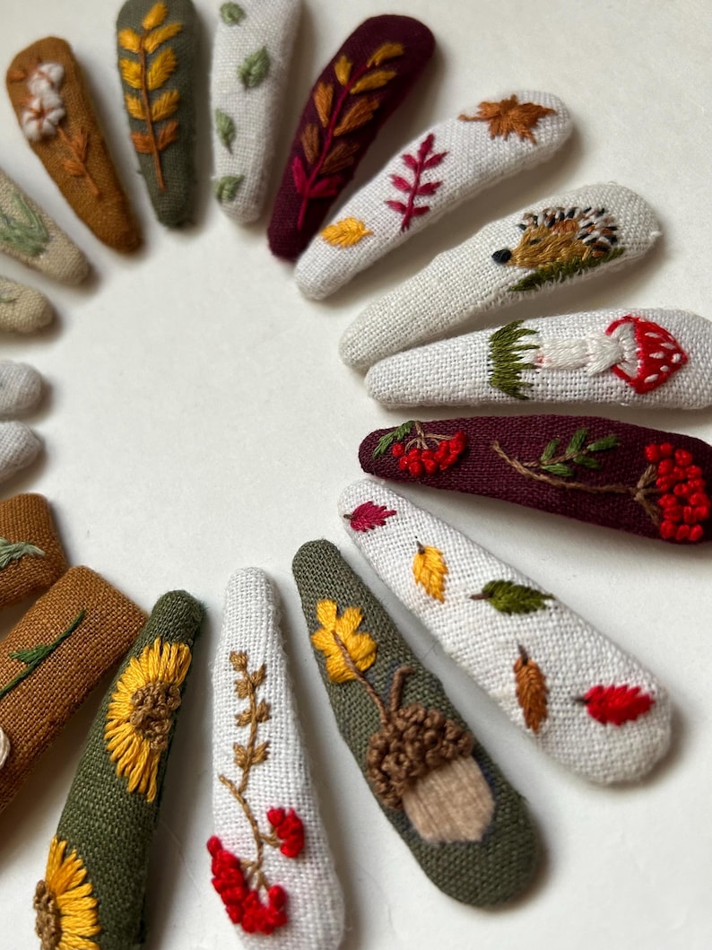 Embroidered Hair Clip, Floral Embroidered Hair Clips, Summer ...