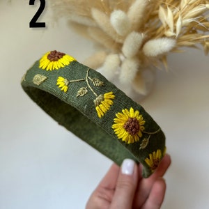 Floral Embroidered Headband-flower Headband-linen Turban-spring Summer ...