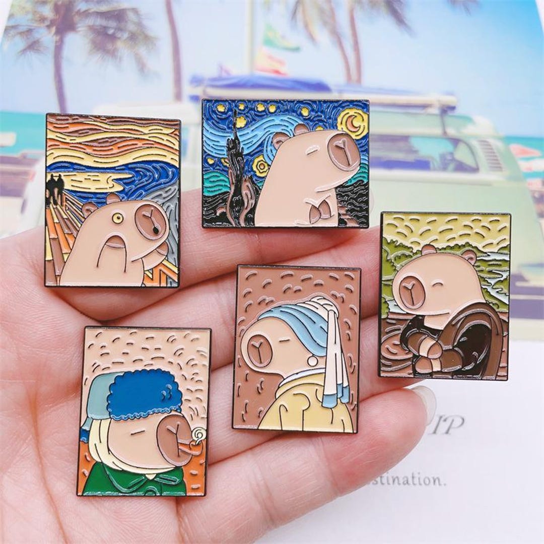 Capybara Painting Enamel Pin | Cute Badge Pin | Lapel Pin | Collar Pin ...