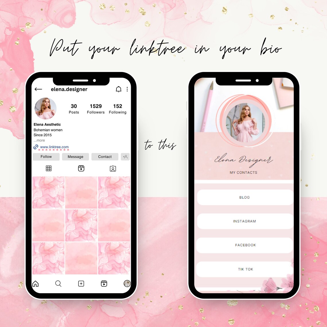 Pink Coquette Linktree Canva Template, Mini Website (digital Download ...