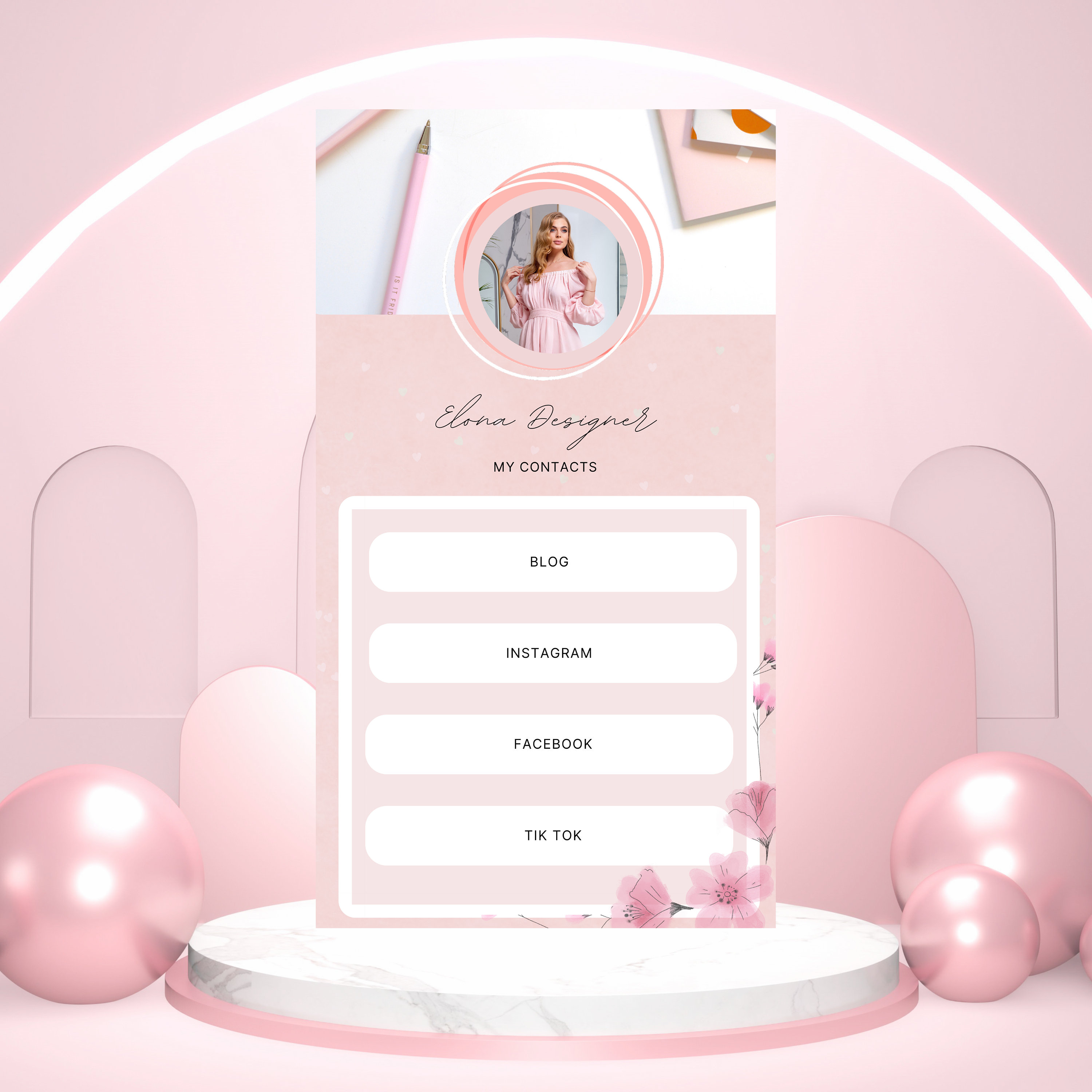 Link in Bio Linktree Canva Editable Template, Style Female - Mini ...