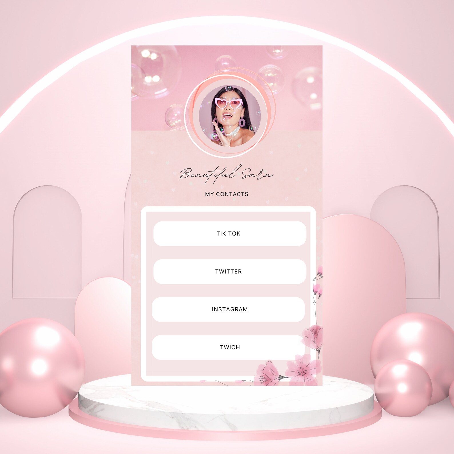 Link in Bio Linktree Canva Editable Template, Style Female - Mini ...