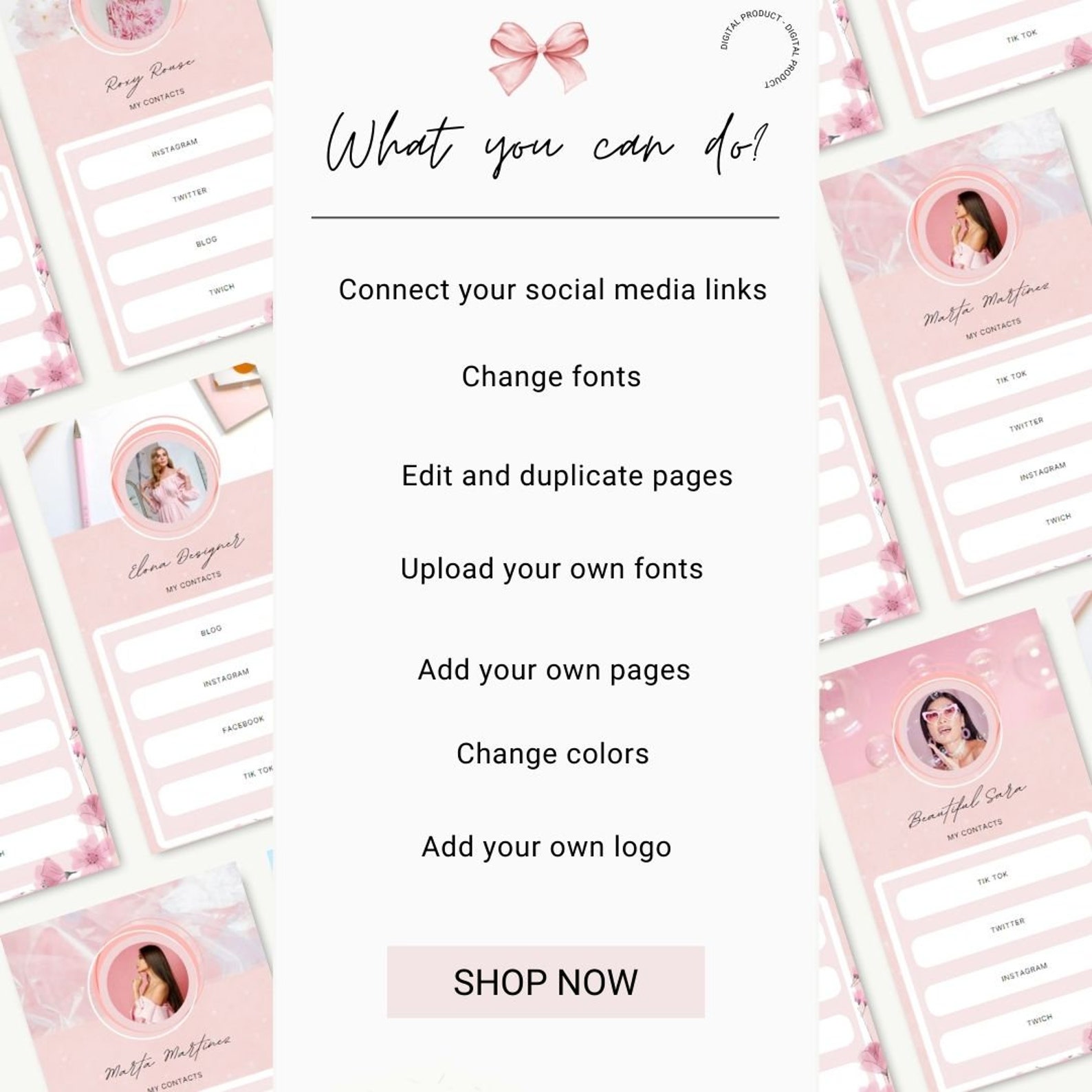 Link in Bio Linktree Canva Editable Template, Style Female - Mini ...