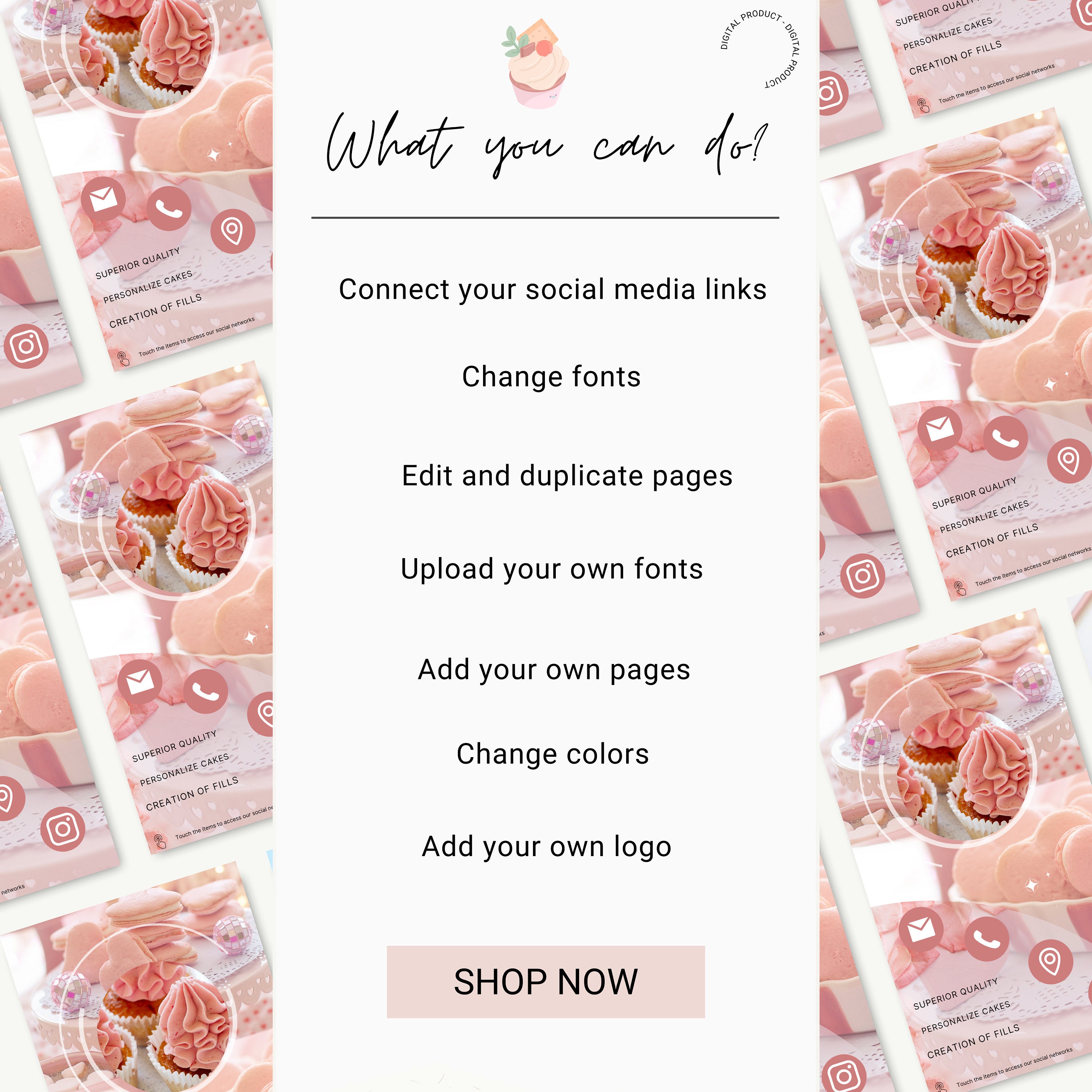 Link in Bio Template Bundle, Canva Linktree, Editable Template for Cake ...