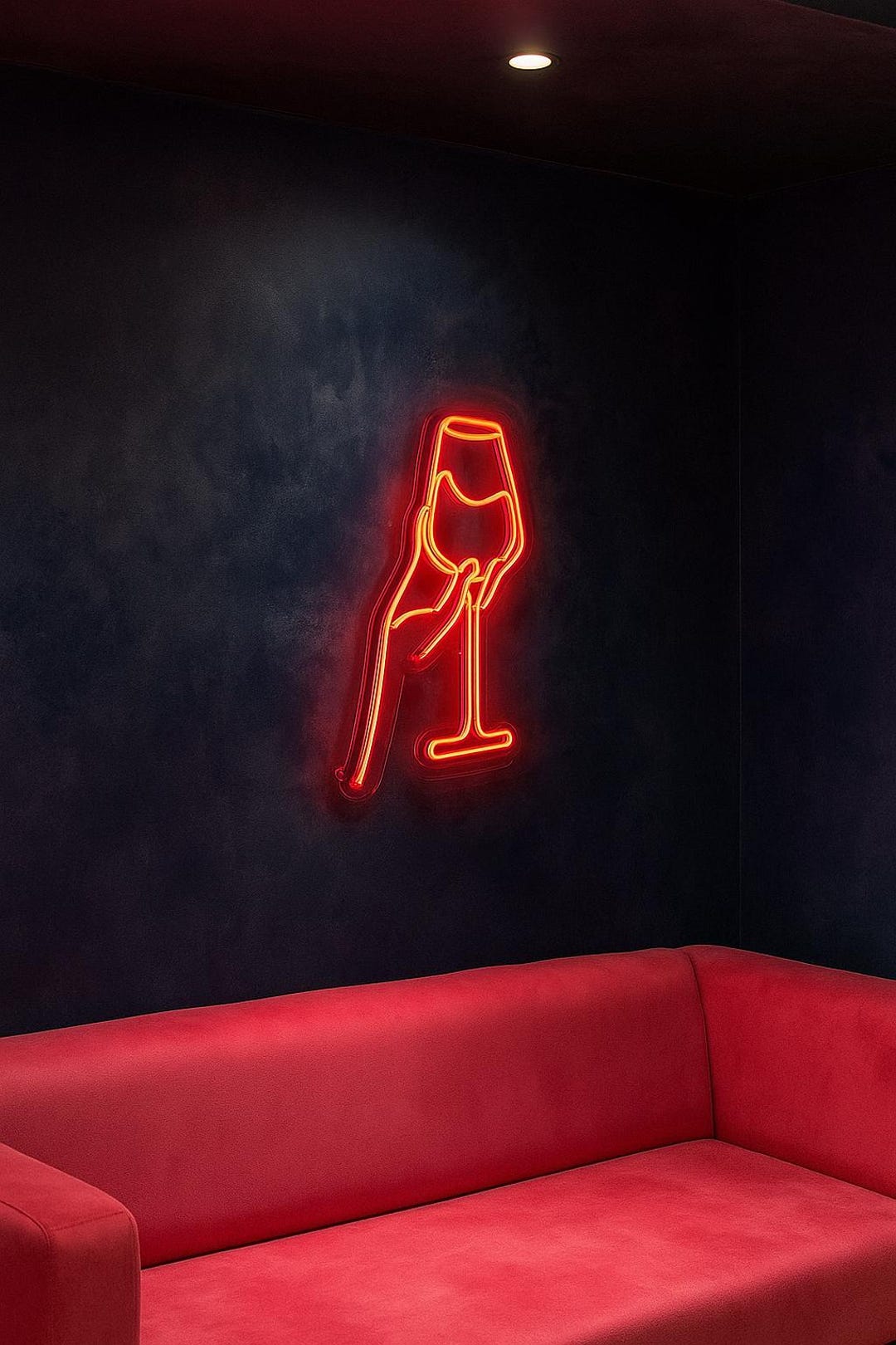 Wine Glass LED Neon Sign – Red Neon Wall Light – Bar, Kitchen or Lounge ...
