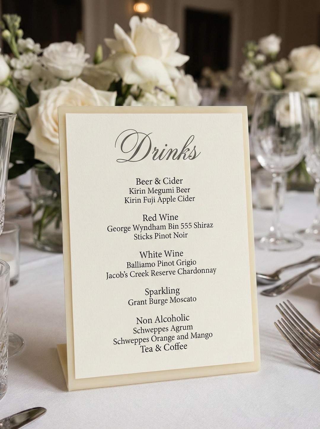 A5 Acrylic Drinks Menu Stand | Minimal Bar & Drinks Card | Wedding ...