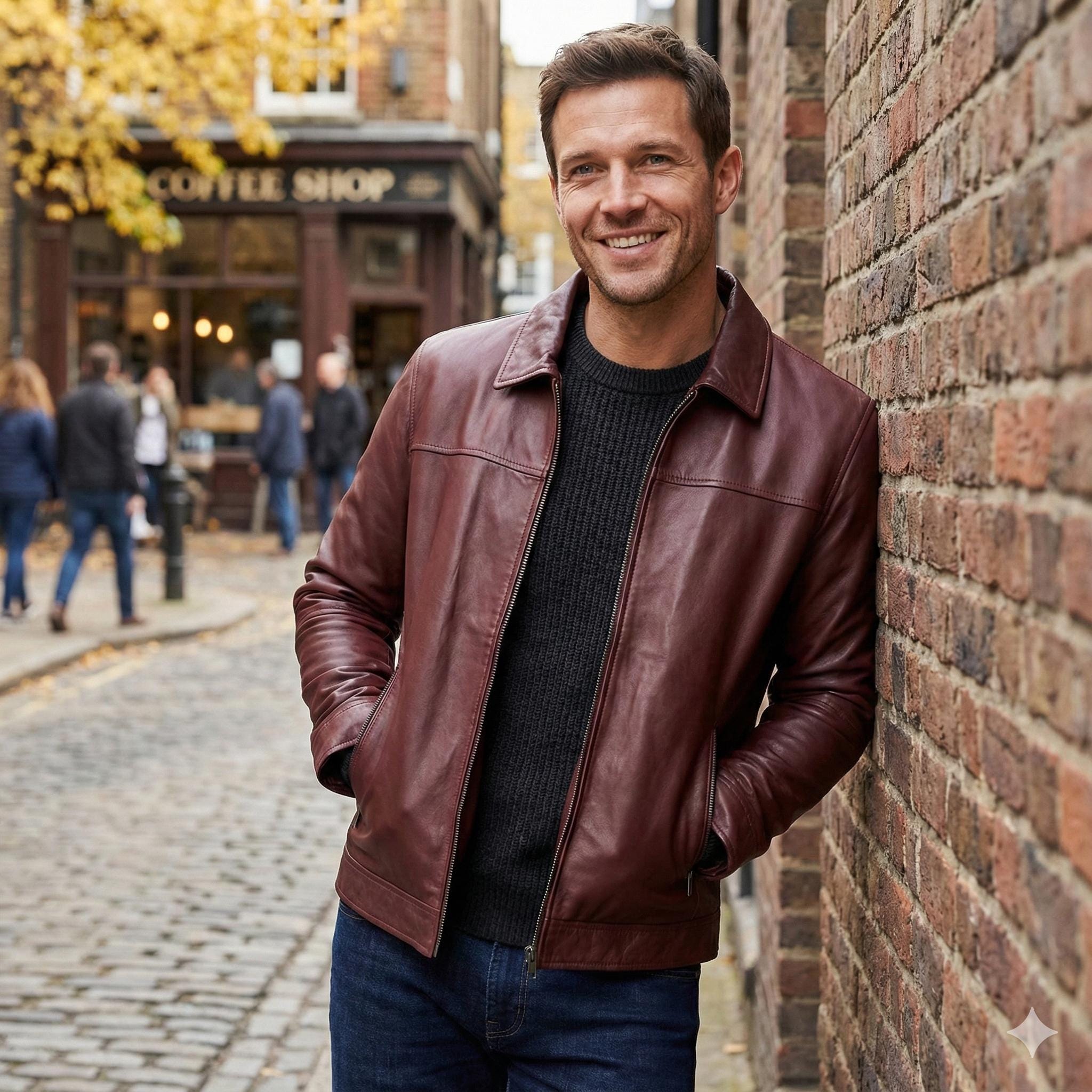 Leather Brando Jacket Burgundy - Etsy