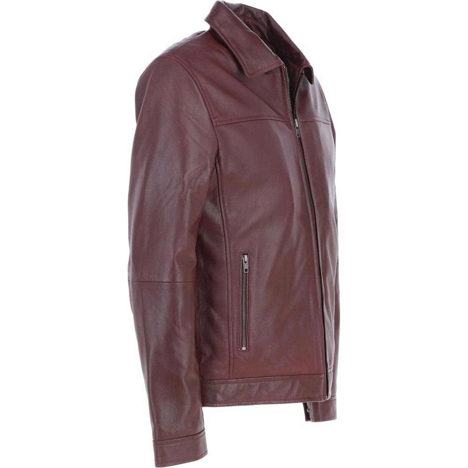 Leather Brando Jacket Burgundy - Etsy