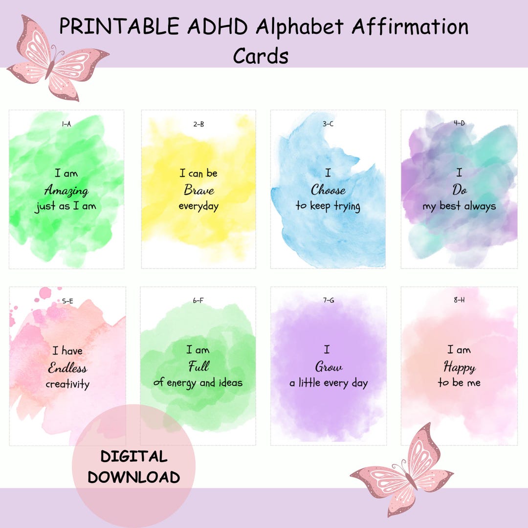 Digital Alphabet Affirmation Cards for Kids With ADHD – Fun, Positive ...