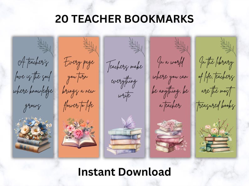 20 Teacher Inspirational Printable Bookmarks With Encouraging Quotes - Etsy