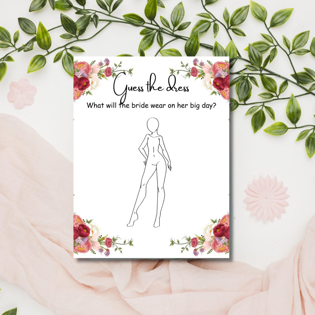 Guess the Dress Bridal Shower Game Printable Bridal Shower Game ...