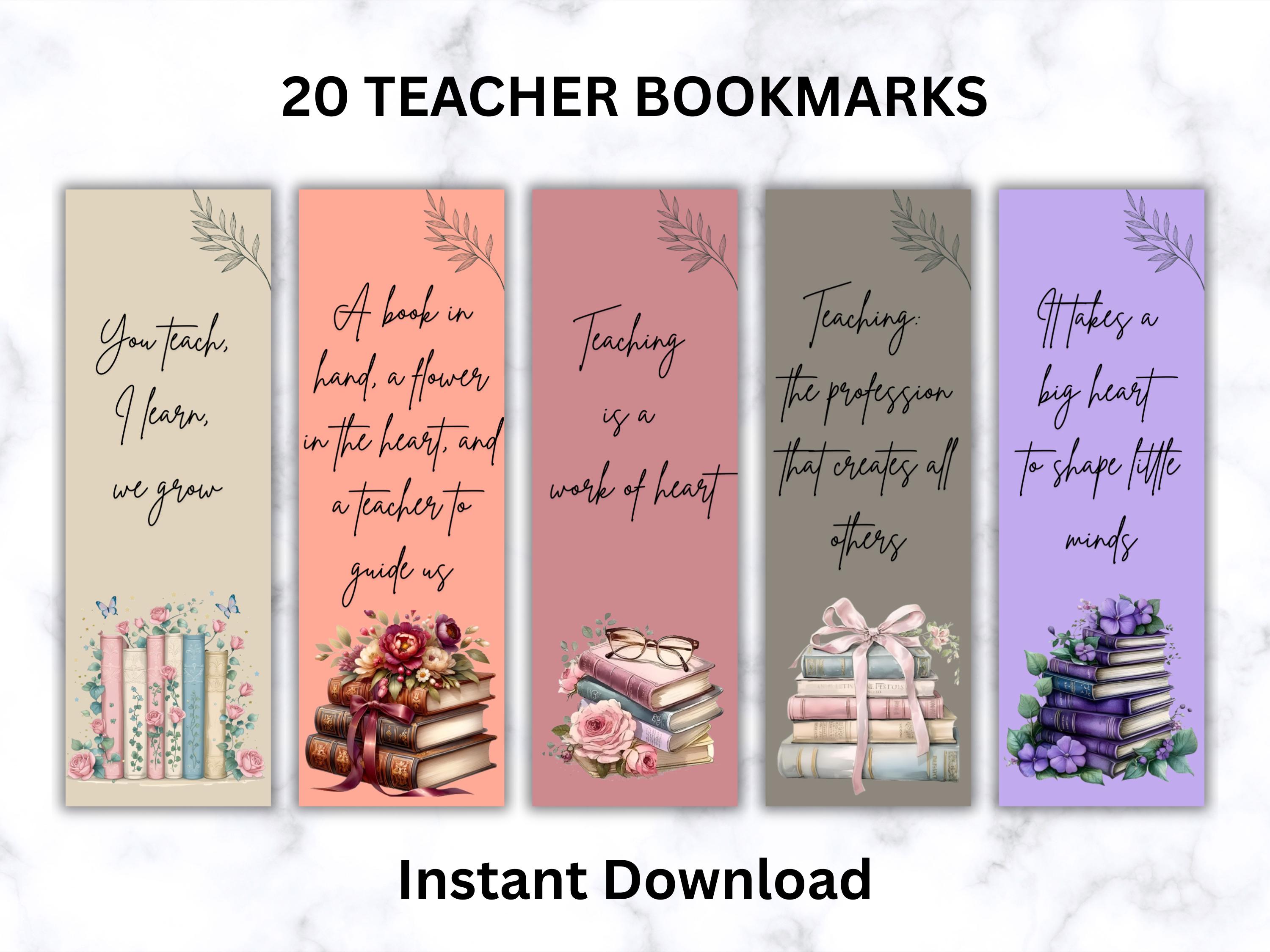 20 Teacher Inspirational Printable Bookmarks With Encouraging Quotes - Etsy