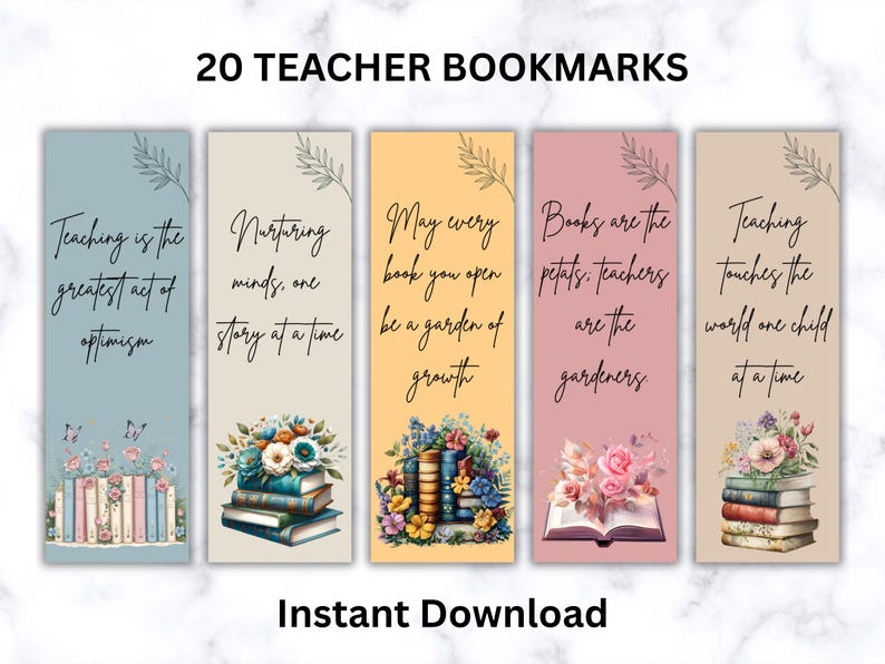 20 Teacher Inspirational Printable Bookmarks With Encouraging Quotes - Etsy