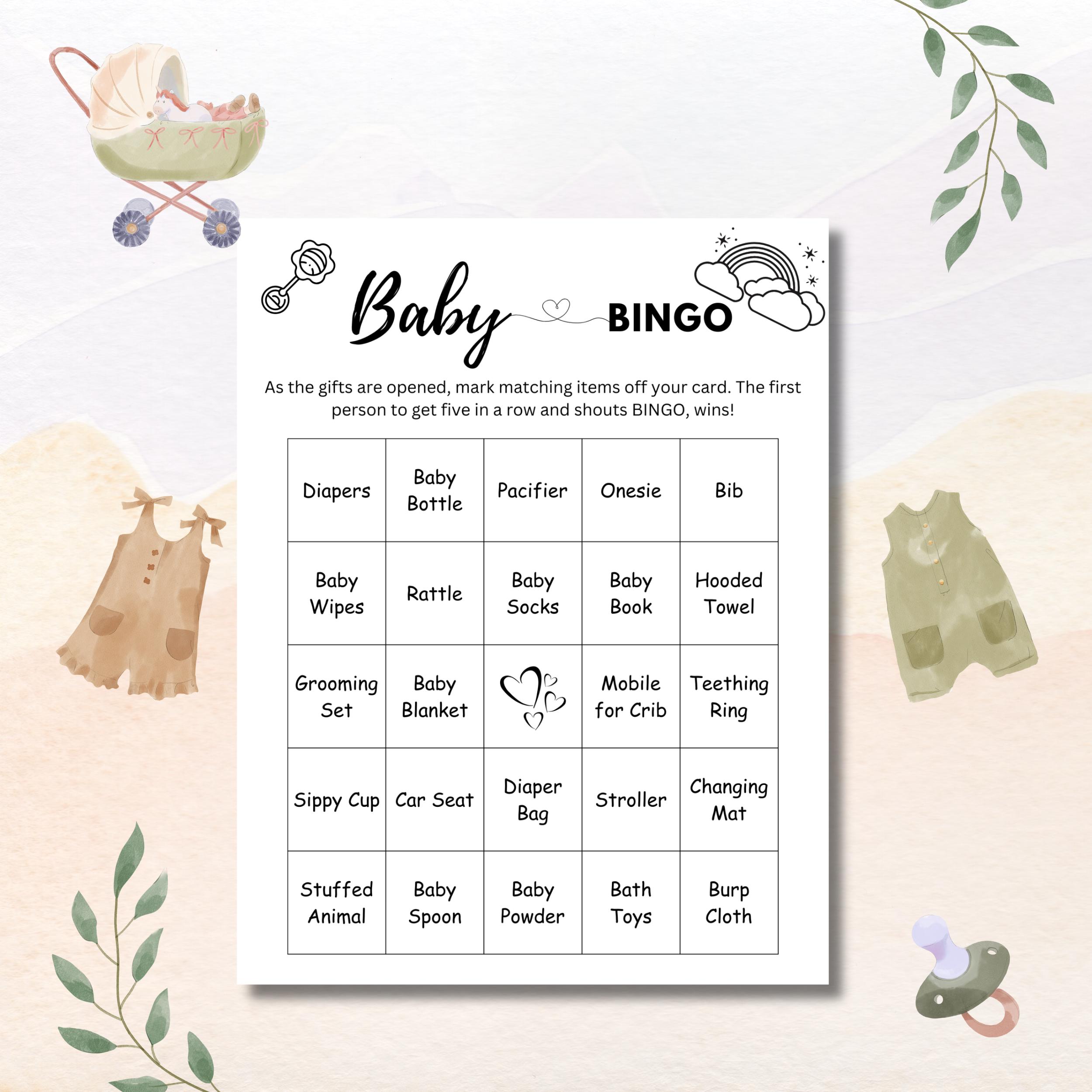 Baby Shower Bingo Cards (NOT EDITABLE), Baby Shower Printable ...
