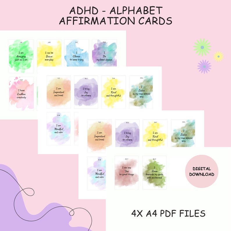 Digital Alphabet Affirmation Cards for Kids With ADHD – Fun, Positive ...