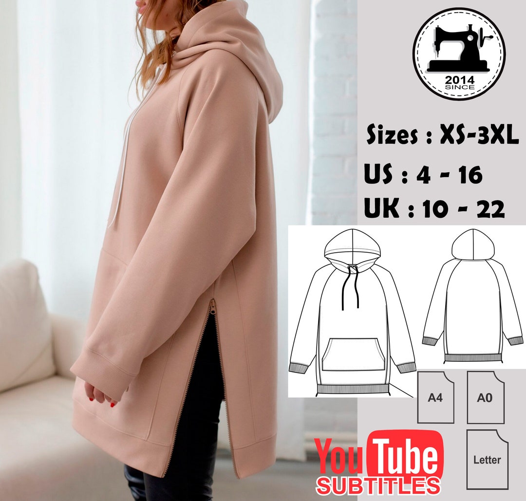 Oversized Hoodie Pattern PDF - Etsy