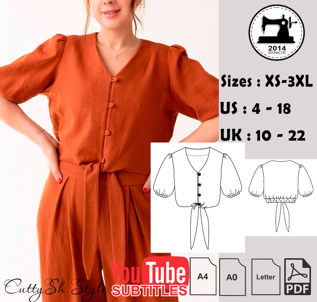 Blouse Womens PDF Sewing Pattern - Etsy