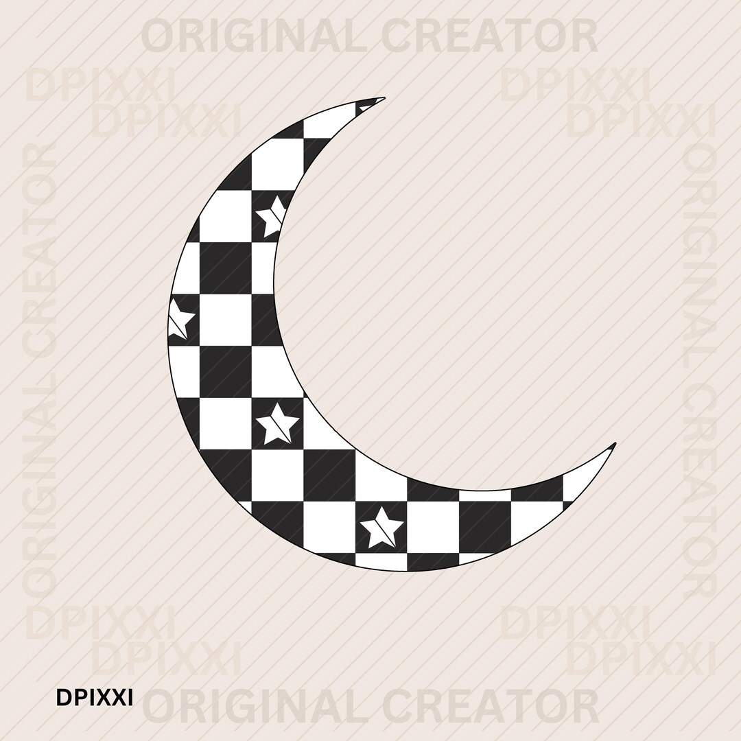 Checker Star Moon PNG * Clipart Digital Download Western Desig ...