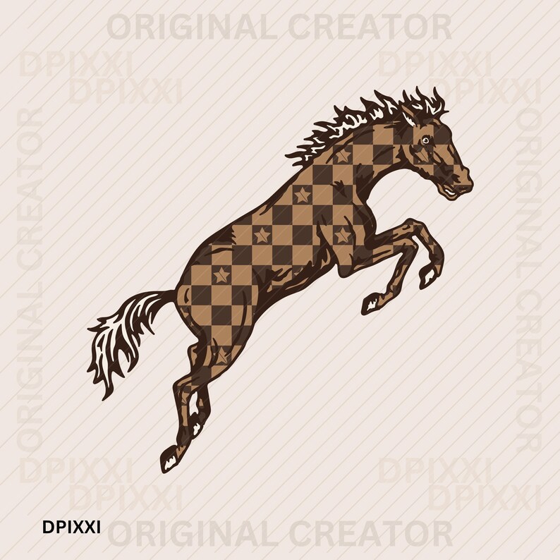 Crazy Checker Jumping Horse PNG * Border Frame Clipart Digital Download ...